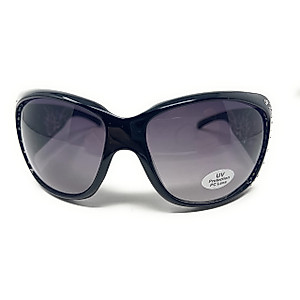 Texas West Women's Sunglasses With Bling Rhinestone UV 400 PC Lens in Multi Concho (Metal Cross Floral Black)