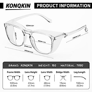 konqkin Safety glasses Goggles Nurses Protective Eyewear - Anti Fog Square Frame Stylish Clear Glasses for Women Men (gery clear douhua)