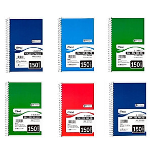 Mead Spiral Bound Notebook White, 3 Subject, College Rule, 6 x 9-1/2, Sold as 6 Pack (06900)