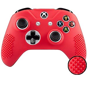 SKINOWN Grip Silicone Case Anti-Slip Protective Grip Cover for Xbox One S & One X Controller with 8 Thumb Grips