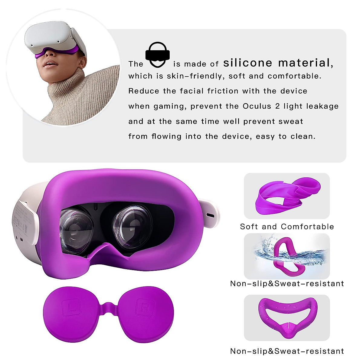 fanluoqi Silicone Cover Set for Accessories,includ face Cover,Lens Cover,Control Grips Cover and 3 in 1 Gifts