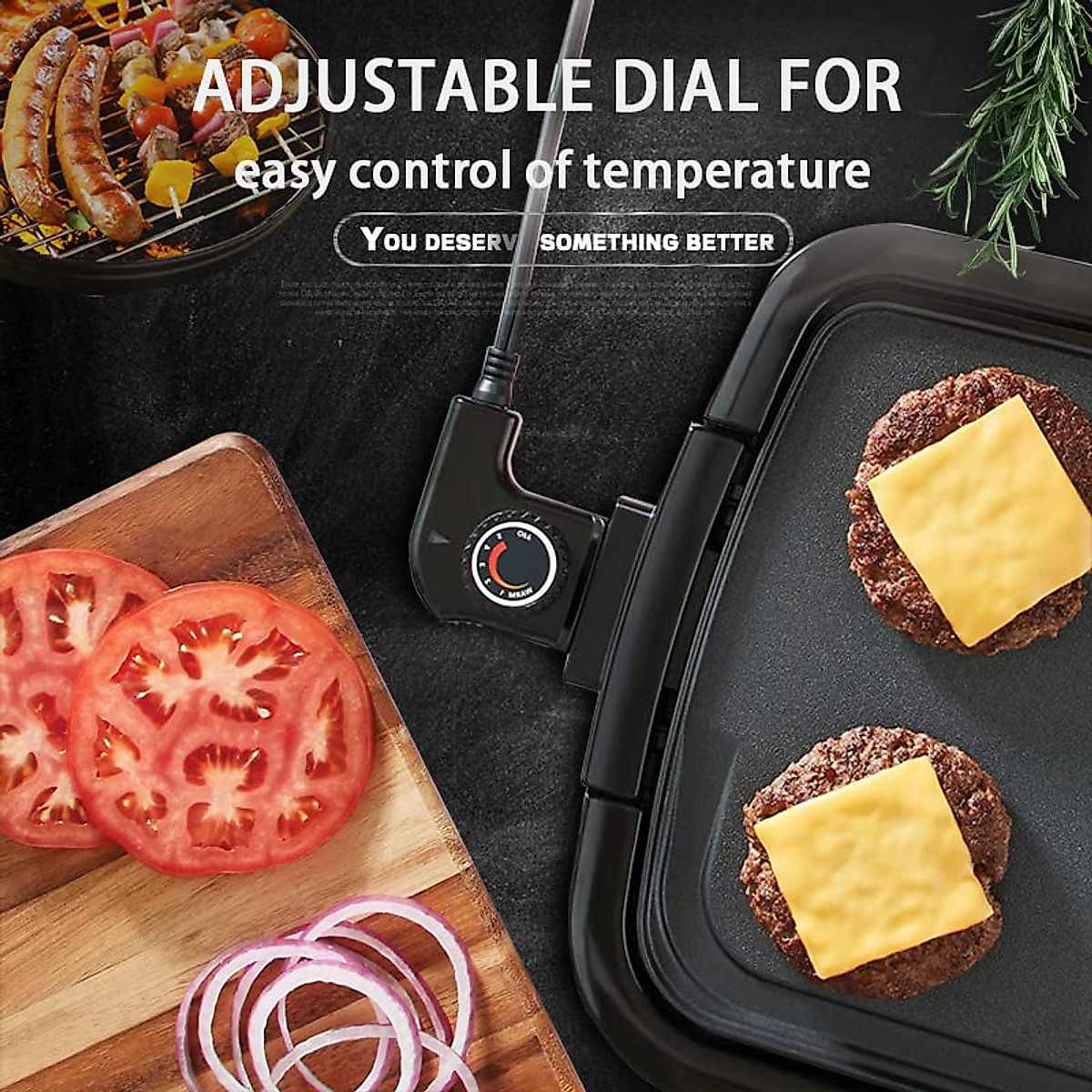 Ceramic Electric Griddle Nonstick Large - 20" x 10.5" Cooking Surface for Pancakes Burgers Eggs