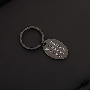 ENSIANTH New Driver Gift Have Fun Be Safe Make Good Choices Keychain Graduation Gifts (Be Safe-black Key)
