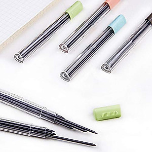 3pcs 2.0 mm Mechanical Pencil with 18pcs Black Lead Refills, Cute Kawaii Pencils for Draft Drawing Writing Crafting Art Sketching Student Gift Office School Supplies Korean Stationery, Random Color