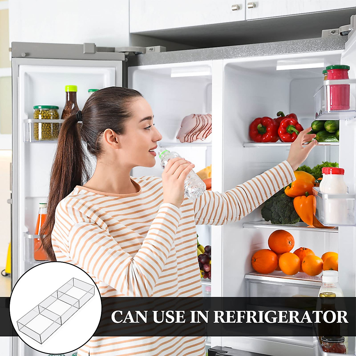 Clear Drawer Organizer 2 Pieces 6 Section Clear Desk Organizer with Dividers 3 Section Acrylic Makeup Tray Divided Clear Drawer Inserts Sectioned Organizer Tray Makeup Organizer Drawers Storage