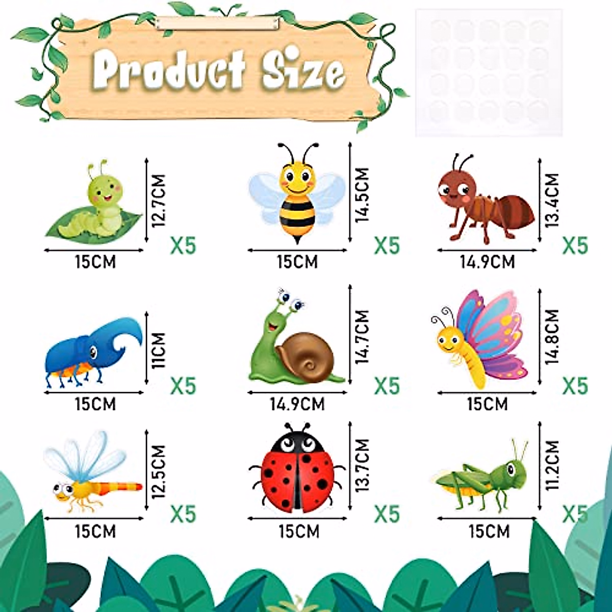 Pajean 45 Pcs Bugs Bulletin Board Cutouts Insect Bug Mini Accents Card Theme Summer Classroom Decoration Butterfly Bee for Early Childhood Teacher Student School Party Supplies