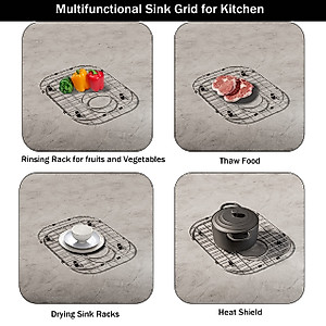 2Pack Sink Protectors for Kitchen Sink 13"x16"and 11.2"x14.5",Stainless Steel Sink Grid, Sink Rack for Bottom of Sink, Rust Resistant Metal Sink Protector with 2Pack Sink Strainer (2 Pack Rear Drain)