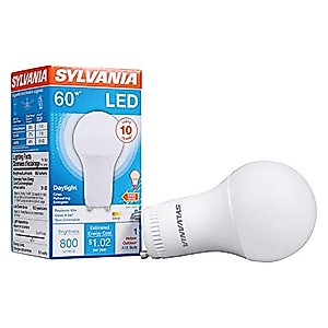 SYLVANIA LED Light Bulb, 60W Equivalent A19, Efficient 8.5W, GU24 Bi-Pin Base, Frosted Finish, 800 Lumens, Daylight - 1 Pack (78107)