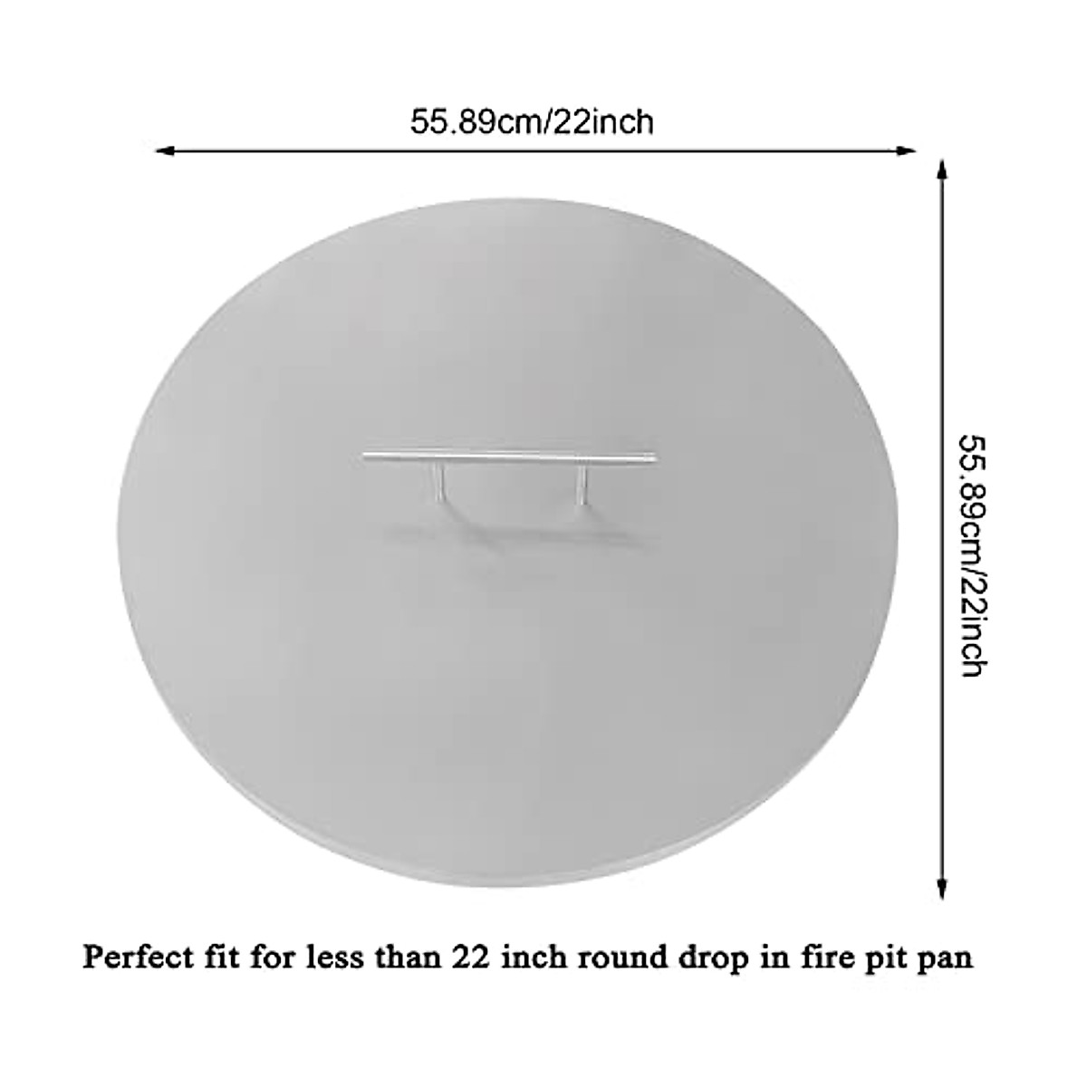 Stainless Steel Fire Pit Cover, 22 in 1.2 mm Thickness Fire Pit Burner Cover w/Handle, for Round Drop-in Fire Pit Burner Pan, Prevent Sparks, Keep Animals & Moisture Out (Round, 22 in)