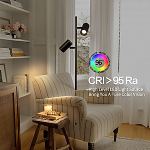 Industrial Floor Lamp for Living Room, Modern Reading Standing Lamps with Eye Care 2-Heads 4 Brightness 3000K Soft Light LED Tree Floor Lamp, CRI95 Tall Pole Natural Light Living Room Office Decor