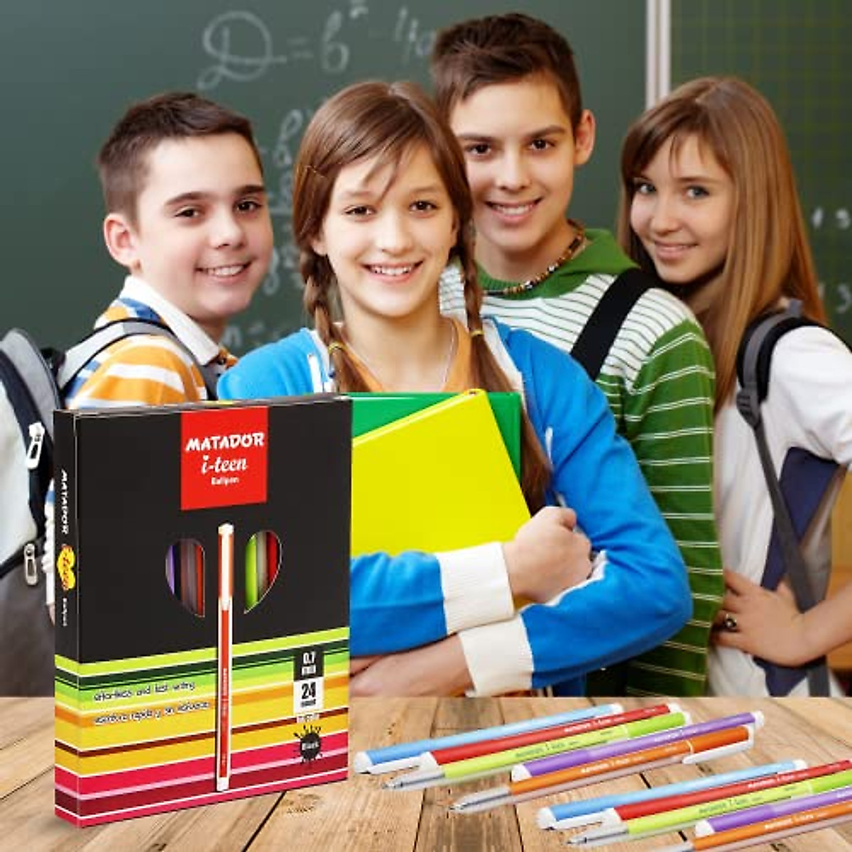 Matador i-teen Ballpen, Fine-Point (0.7 mm), Black Ink, A Trendy Elegant and Enchanting Design, Delivers Strong and Vivid Lines, 24 Counts