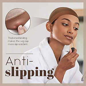 MYKURS Brown Wig Caps for Women, Stocking Cap for Lace Front Wig, Dark Brown 24 PCS