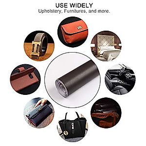 Leather Repair Tape, Self-Adhesive Leather Repair Patch for Couch Furniture Sofas Car Seats, Advanced PU Vinyl Leather Repair Kit (Dark Brown, 17X79 inch)