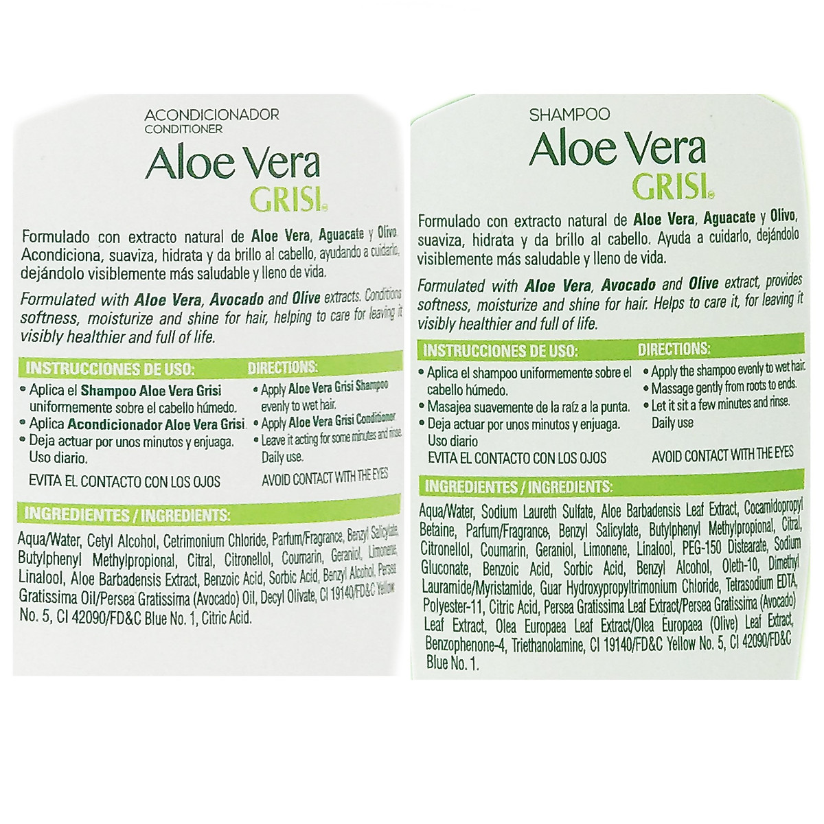 Aloe Vera Shampoo Conditioner Combo by Grisi.. Deep Repair, Multi Nutrition.. 13.5 oz each (2 Pack) ... iwgl