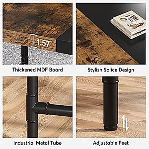 Tribesigns 6FT Conference Table, 70.8" W x 35.4" D Meeting Table Conference Room Tables with Pipe Metal Frame, Rectangular Training Seminar Table Computer Desk with Splice Board for Home Office-Brown