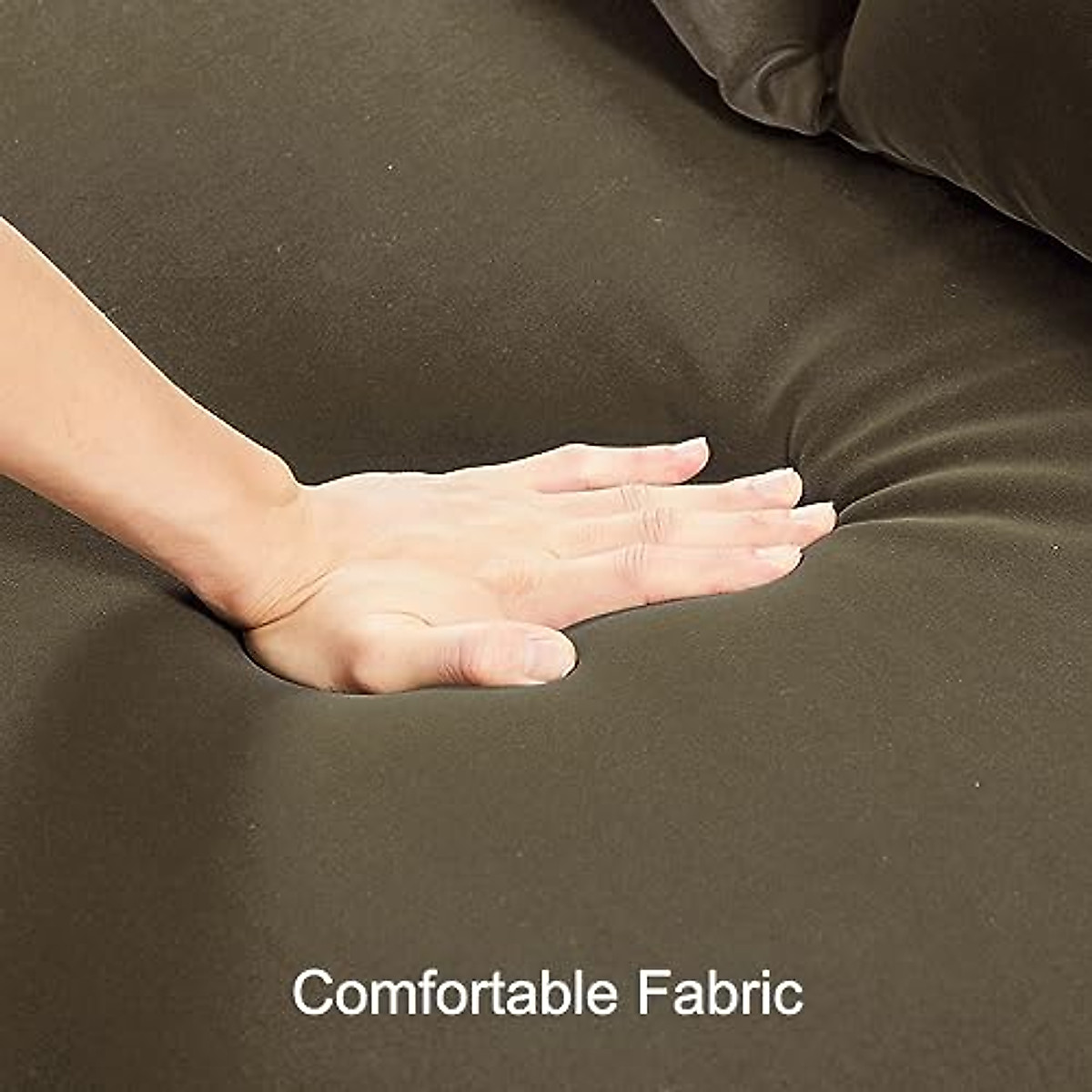 3 in 1 Convertible Sleeper Sofa Couch Bed Pull Out Couch Velvet Sofa Futon with 2 Lumbar Pillows and Adjustable Backres,Love Seat Bedroom Furniture for Small Places,Living Room,Apartment,Light Brown