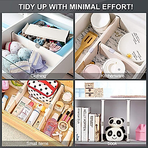 Drawer Dividers Organizer 5 Pack, Adjustable Separators 4" High Expandable from 11-17" for Bedroom, Bathroom, Closet,Clothing, Office, Kitchen Storage, Strong Secure Hold, Foam Ends, Locks in Place