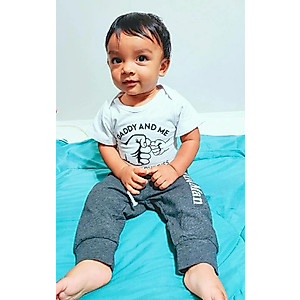 TUEMOS Baby Boy Clothes Daddy and Me The Best Buddies for Life Letter Print Romper Top+Pant with Hat Baby Boy Summer Outfits 3-6 Months