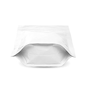 100 Pack 1 oz White Child Resistant 6"x10"x2.5" Stand Up Pouch Smell Proof Bags