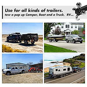 PLIOSAUR Tri Ball Hitch with Hook&Pin,Ball Size 1-7/8"Ball Hitch, 2" and 2-5/16"Trailer Ball Fit 2 Inch Receiver,Howllow Shank Tow Hitch,Black