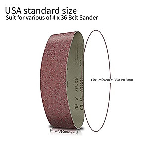 Faoyoon 4x36 Sanding Belts for Woodworking, 12 Pcs Belt Sander Paper for belt sander (2 PCS Of each 60 80 120 180 240 400 Grit), No Overlapped Joint, Reinforced Glue Tape