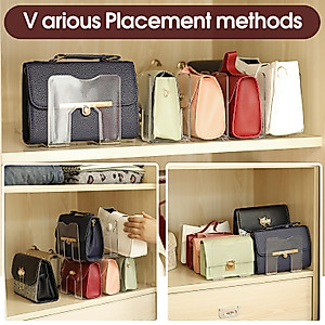 frtzal Purse Closet Organizer,Purse Organizer for Closet,Handbag Organizer,Desk File Sorter Purse, 4 Clear Handbag Storage Shelf - Plastic Clutch Dividers