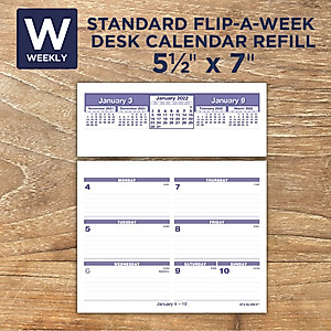 2022 Flip-A-Week Weekly Desk Calendar Refill by AT-A-GLANCE, 6" x 7" (SW705X50)