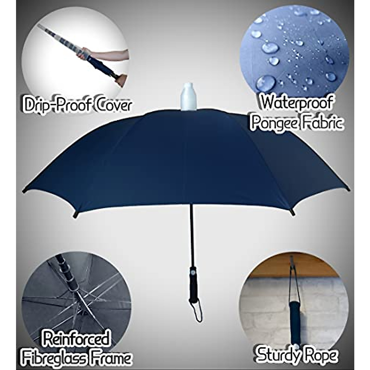 Innovate Golf Umbrella – Telescopic Cover Attachment – Fibreglass Frame – Automatic Open Button – Windproof – UV Protection with Blackout Shade – Large Canopy – Non-Drip – Quick Drying (Oxford Blue)