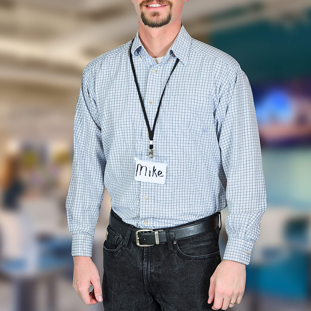 SEE-IT! 360 pcs Make 120 Name Tag Holders with Lanyards and White Insert Cards, Horizontal Clear Plastic Badge Protector ID Holder Waterproof Heavy Duty Reusable Business School Church Conference