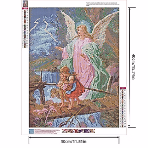 Zimal New 5D DIY Diamond Painting Angel Guardian Crystal Diamond Painting Cross Stitch Needlework Diamond Home Decor 11.8 X 15.8 Inch