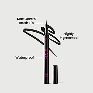 JOAH Line Up Liquid Eyeliner with Precision Brush Tip, Waterproof, Long Lasting, Smudge Proof Eye Liner, Blackest Black