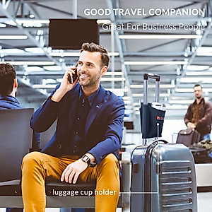 simpletome Luggage Cup Holder Hands-Free Travel Drink Caddy Bag Attachment Simple Style Elastic Materials Easy to Install and Remove(Black)