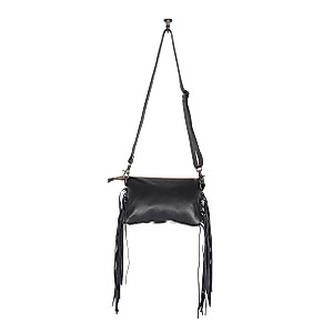 Myra Bag Women's Anam Cara Hair-On Hide Hand-Tooled Fringe Black One Size