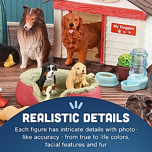 CP Toys Kids 51-Piece Dog Academy Playset with Plastic Toy Dog Figurines, Pretend Play Animal Toys with Dogs, Puppies, and Accessories for Kids Ages 3+, Multicolor