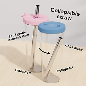Dodoko Reusable Boba Cup and Straw Boba Tea Cup Bubble Tea Cup Reusable Iced Coffee Cup Cold Coffee Cup Smoothie Cup with Lid and Straw Smoothie Cup to go Smoothie Tumbler 24 oz - Night Black