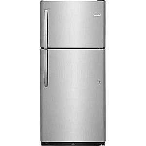 Frigidaire FFTR2021TS 30" Top Freezer Refrigerator with 20.4 cu. ft. Total Capacity 2 Full Width Glass Refrigerator Shelves 1 Full Width Wire Freezer Shelf Reversible Door and 2 Crisper Drawers in Stainless Steel