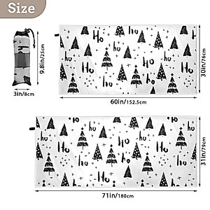 Christmas Tree Hohoho Black Beach Towel Quick Dry Microfiber Beach Towels Oversized SandProof Travel Towel for Women Girls Boys Adults Bath Towel for Bath Vacation Body Pool Gym Camping, 31”x 71”