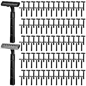 200 Pcs Disposable Razors Twin Blade Shaving Razor for Men Women Stainless Steel Bulk Razors with Clear Safety Cap Hospitality Quality Shavers Apply to Hotel Camping Traveling Home Apartment, Black