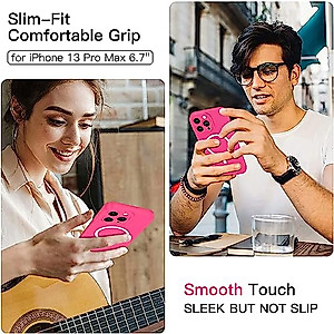 MYY Magnetic for iPhone 13 Pro Max Case,Silicone Shockproof Phone Case[MagSafe-Compatible] Soft Anti-Scratch Microfiber Lining Full Camera Lens Protection Cover 6.7'' (Hot Pink)