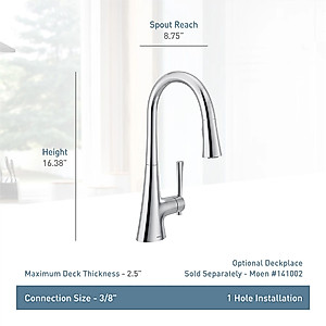 Moen 9126SRS Kurv Collection One-Handle Pulldown Kitchen Faucet Featuring Power Boost and Reflex, Spot Resist Stainless