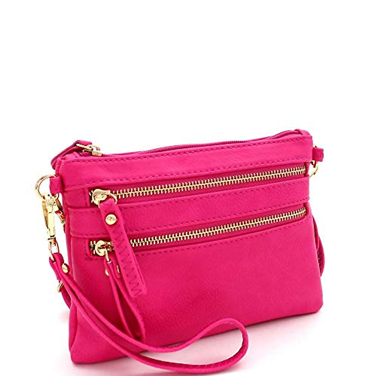 Multi Pocket Soft Faux Leather Wristlet Small Wristlet Crossbody Bag for Travel (Plain Mustard)