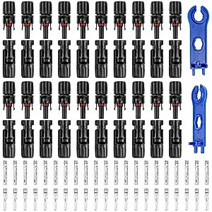PRECIHW 50PCS Solar Connector, 25 Pairs Solar Panel Connectors, Multi-Contact 4 Connectors, IP67 1000V 30A Waterproof Male/Female Solar Panel Cable Connectors for 2.5/4/6mm² with 2 Pack Wrenches