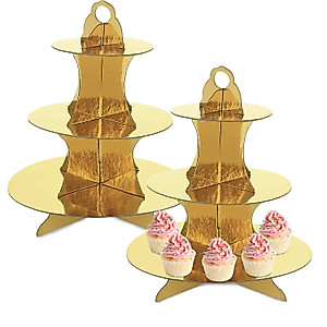 Lainrrew 3-Tier Gold Cupcake Stand, Reusable and Portable, Easy to Assemble