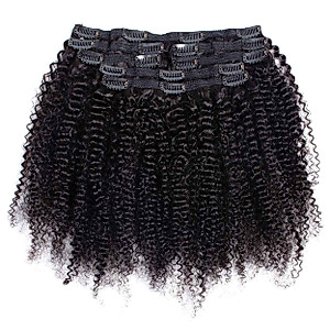 VTAOZI Afro Kinky Curly Hair Extensions Clip in Human Hair for Black Women 8A Brazilian 4B 4C Afro Kinky Curly Clip ins Hair Extensions Natural Color 7Pcs 120G/Set (16 Inch)