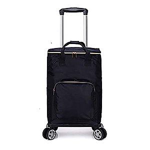 ATAAYLarge-Capacity Shopping cart, Luggage cart, Foldable Portable Trolley cart, Grocery Shopping cart, Lightweight and Waterproof (Plaid 94 * 32 * 20cm) (Black 94 * 32 * 20cm)