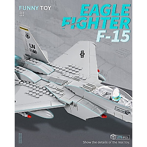 dOvOb Military F-15 Eagle Fighter Jet Building Blocks Set, Army Plane Toys as Gift for Kids or Adult (270 Pieces)