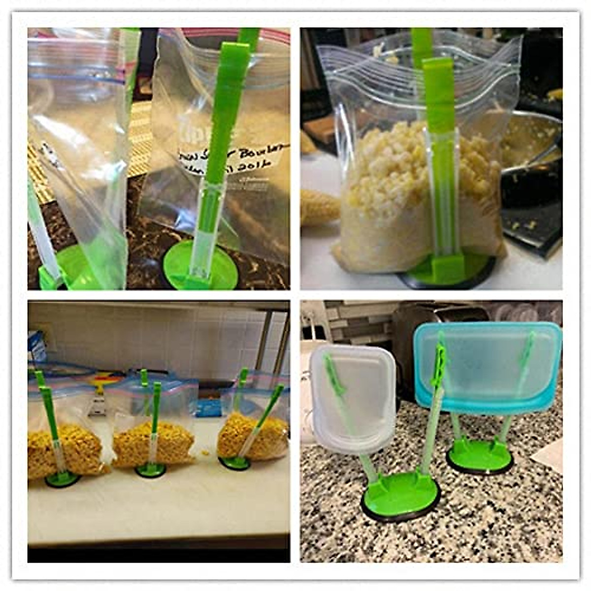 Bag Holder,bags Sandwich Bag Holder Food Storage Bag Clip Ideal Plastic Gadgets for Food Prep Bags/Plastic Freezer Bags/Zipper Bag Holders, Meal Planning/Prep Bag Holders (6 Count)