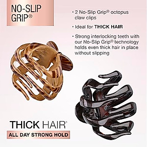 Scunci by Conair jaw claw clips - hair accessories for women - claw clips for thick hair - claw clip - Black & Tortoise- 2 Count