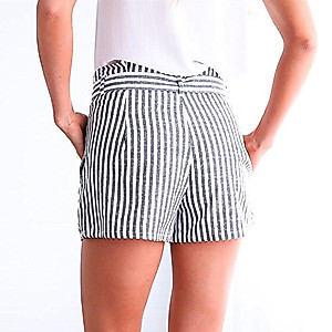 Fashion Print Shorts,THENLIAN Women Stripe Casua Loose Hot Pants Lady Summer Beach Shorts Trousers(XL, Gray)