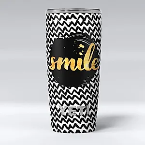 Design Skinz Smile Sketch on Foil - Skin Decal Vinyl Wrap Kit Compatible with The Yeti Rambler Cooler Tumbler Cups